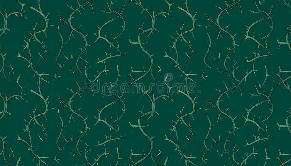 Seamless Pattern of Thorny Vines on a Dark Green Background, Perfect ...