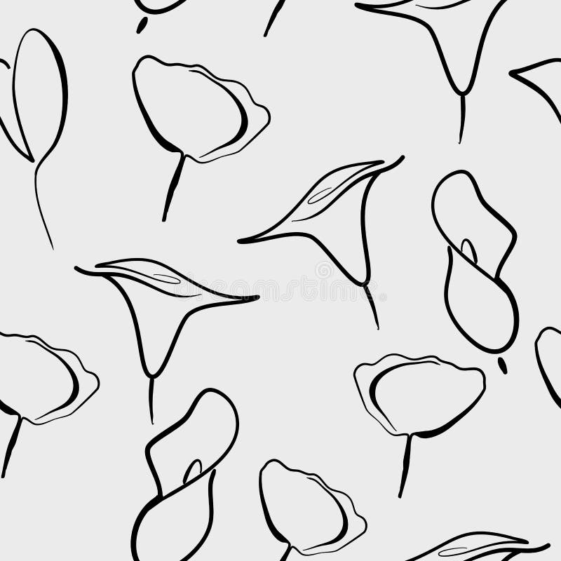 Seamless Repeating Pattern of Floral Line Art with Colour Stock Vector ...