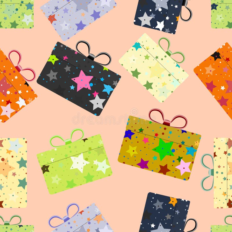 Seamless Repeating Pattern of Gift Boxes.Vector Stock Vector - Illustration of package, gift ...