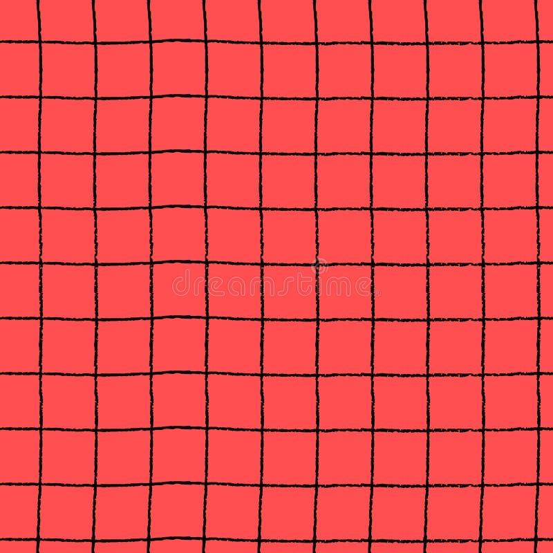 Seamless Repeating Pattern with Hand Drawn Dark Rustic Gridline on Red ...
