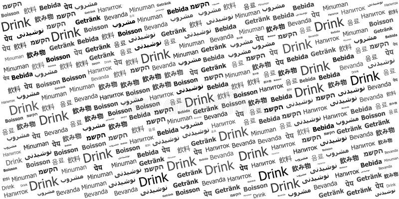 Seamless Repeating Pattern Illustration of the Word "Drink" in Multiple ...