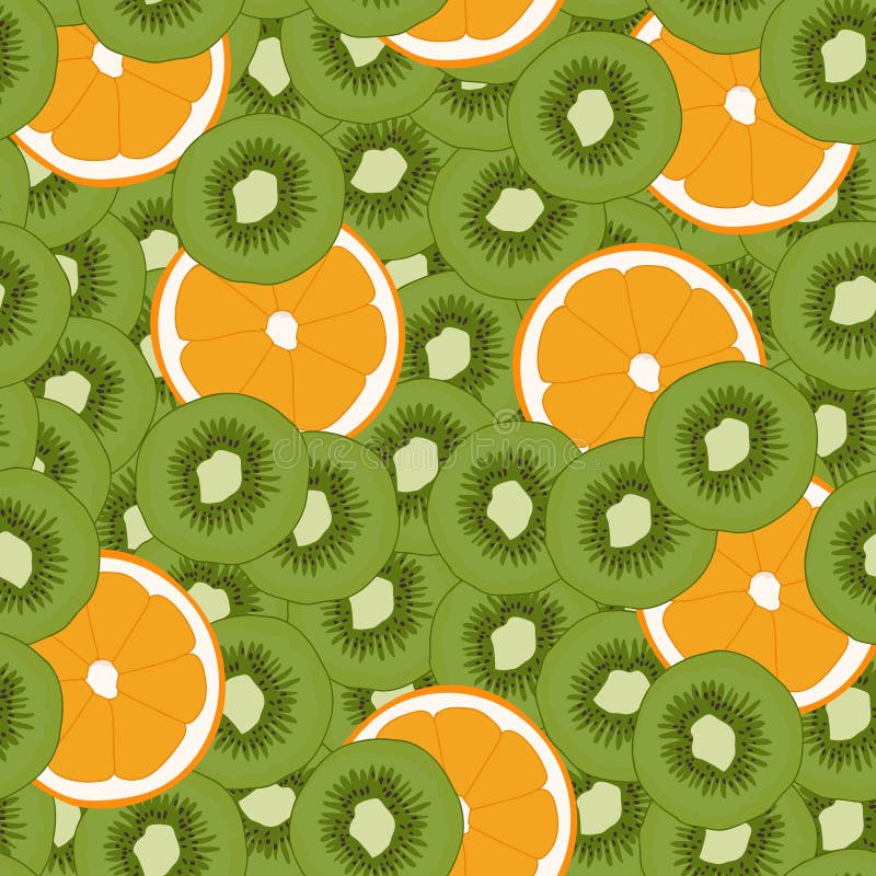 Seamless Repeating Pattern of Kiwi and Oranges Stock Illustration ...