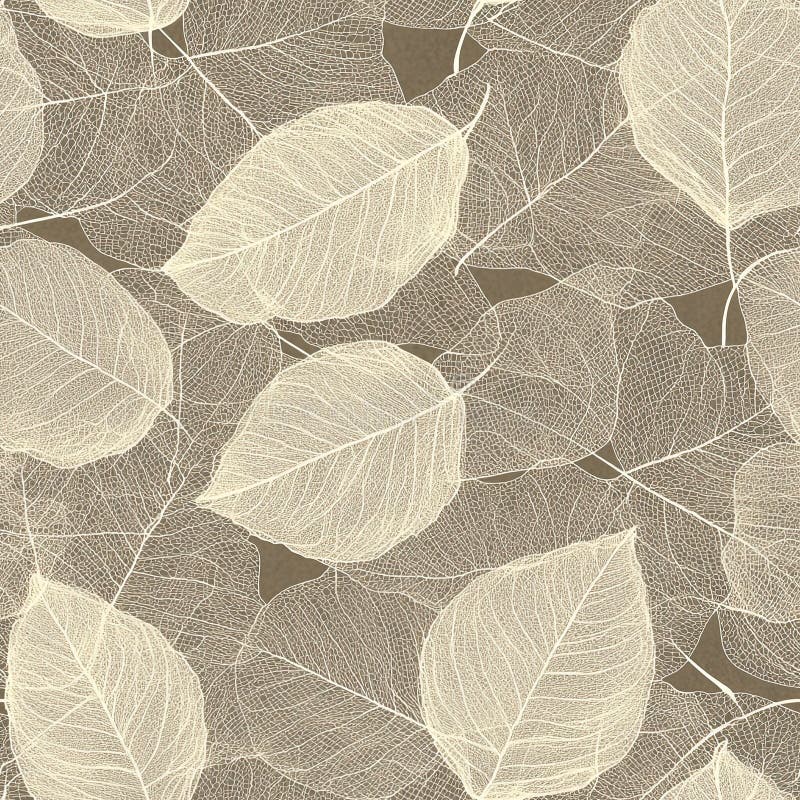 Seamless Pattern of Translucent Ivory Leaves on Muted Olive Green Stock ...