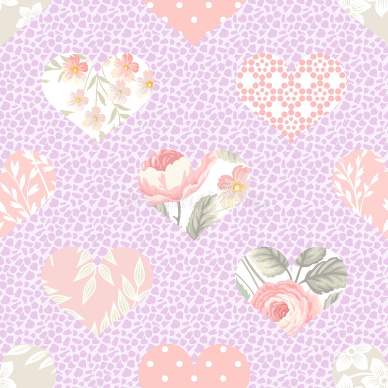 Seamless Repeating Pattern with Lovely and Cute Romantic Hearts Stock ...