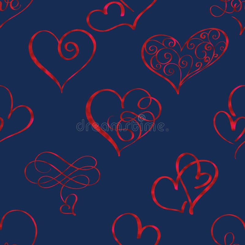 Seamless Repeating Pattern with Lovely and Cute Romantic Hearts Stock ...