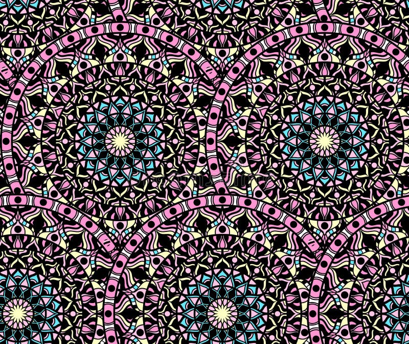 Seamless Repeating Pattern of Mandalas Stock Vector - Illustration of ...