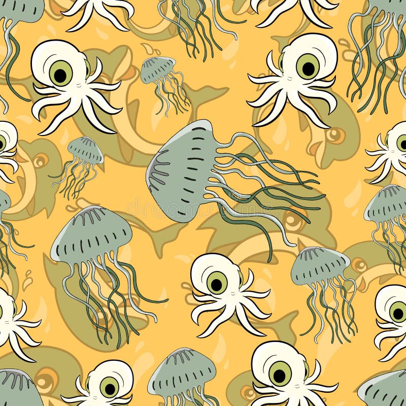 Seamless Repeating Pattern on the Marine Theme.Vector Stock Vector ...