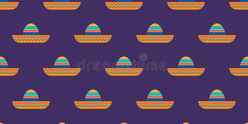 Seamless Repeating Pattern of Mexican Hats. Stock Vector - Illustration ...