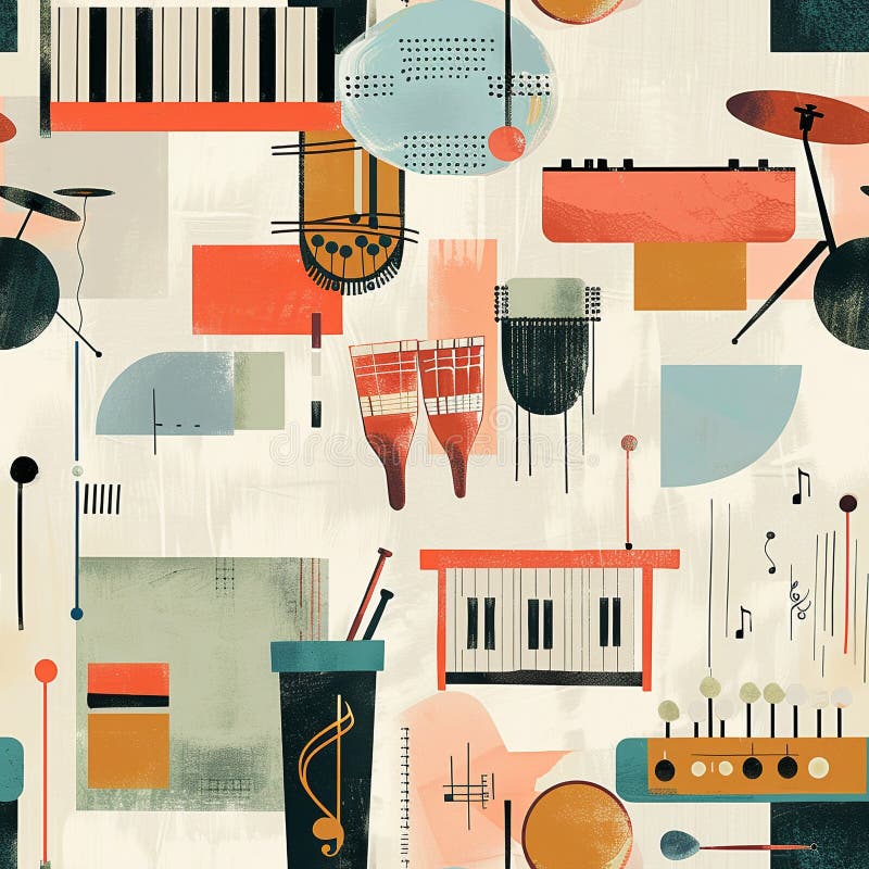 Musical Instruments Pattern. Generated with Ai Stock Illustration ...