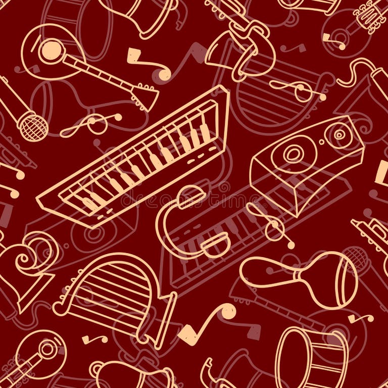 Seamless Repeating Pattern with Musical Instruments Stock Illustration ...