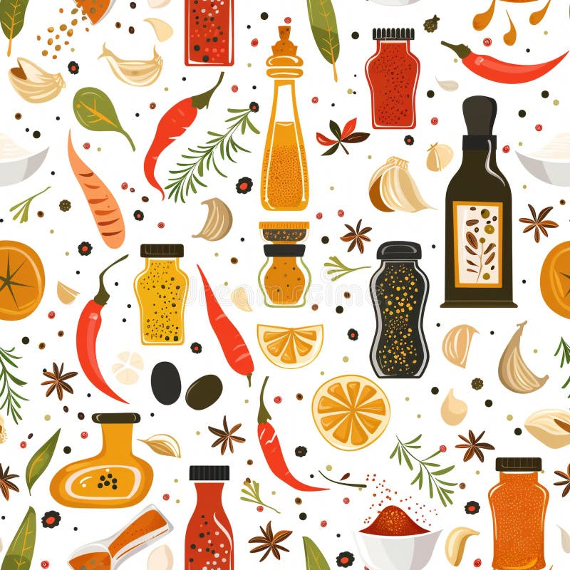 A Pantry Items Pattern. Generated with Ai Stock Illustration ...