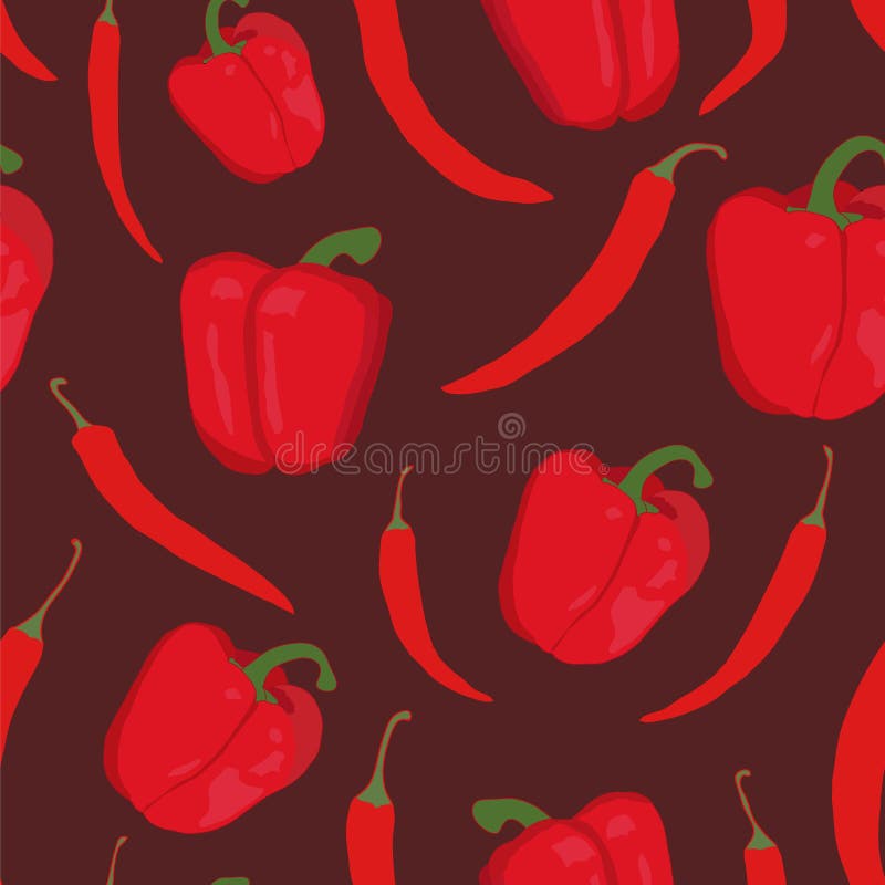 Seamless Repeating Pattern of Peppers Stock Illustration - Illustration ...