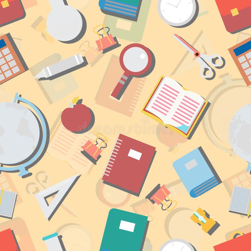 Repeating School Pattern with Autumn Leaves Stock Vector - Illustration ...