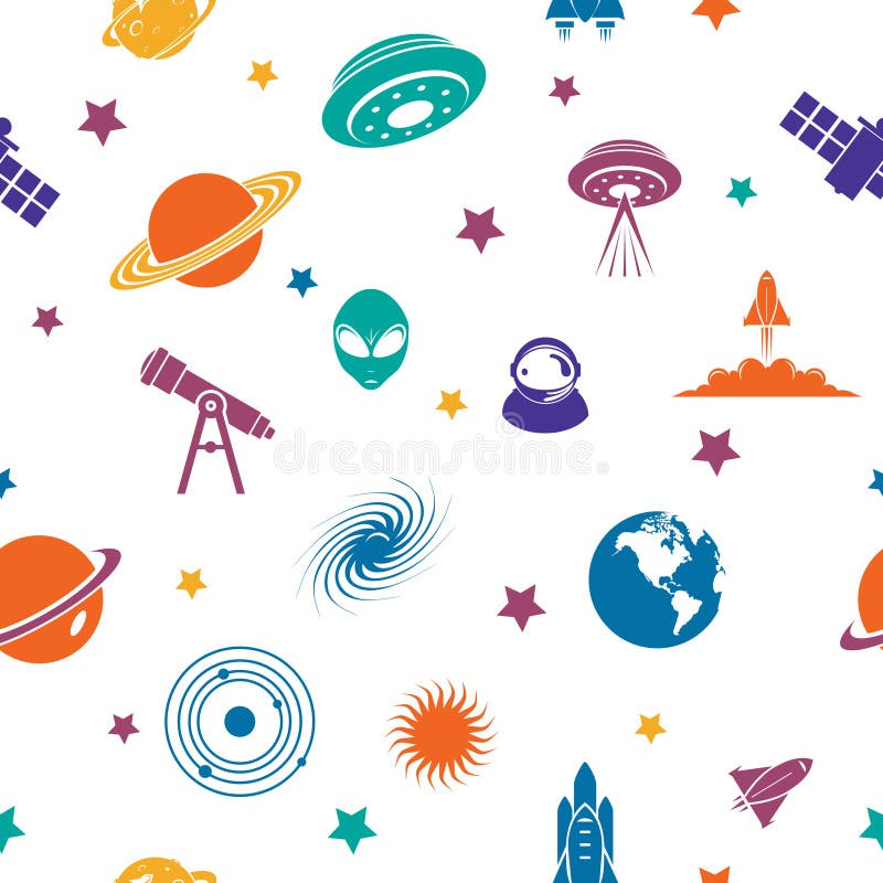 Seamless Repeating Pattern of Space Planet Universe Galaxy Stock Vector ...