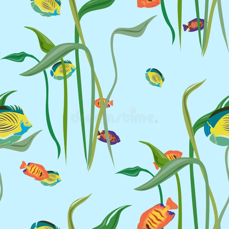 Seamless Repeating Pattern from a Variety of Fish and Algae Stock ...