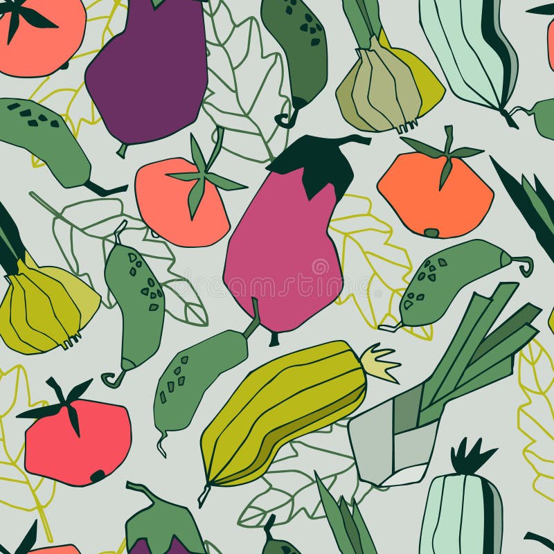 Seamless Repeating Pattern with Vegetables. Abstract Trendy ...