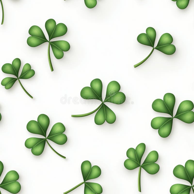 Seamless Repeating Pattern of Vibrant Green Clover Leaves on a Light ...