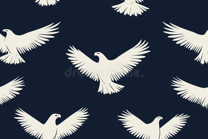 Seamless Repeating Pattern of White Birds with Outstretched Wings on ...
