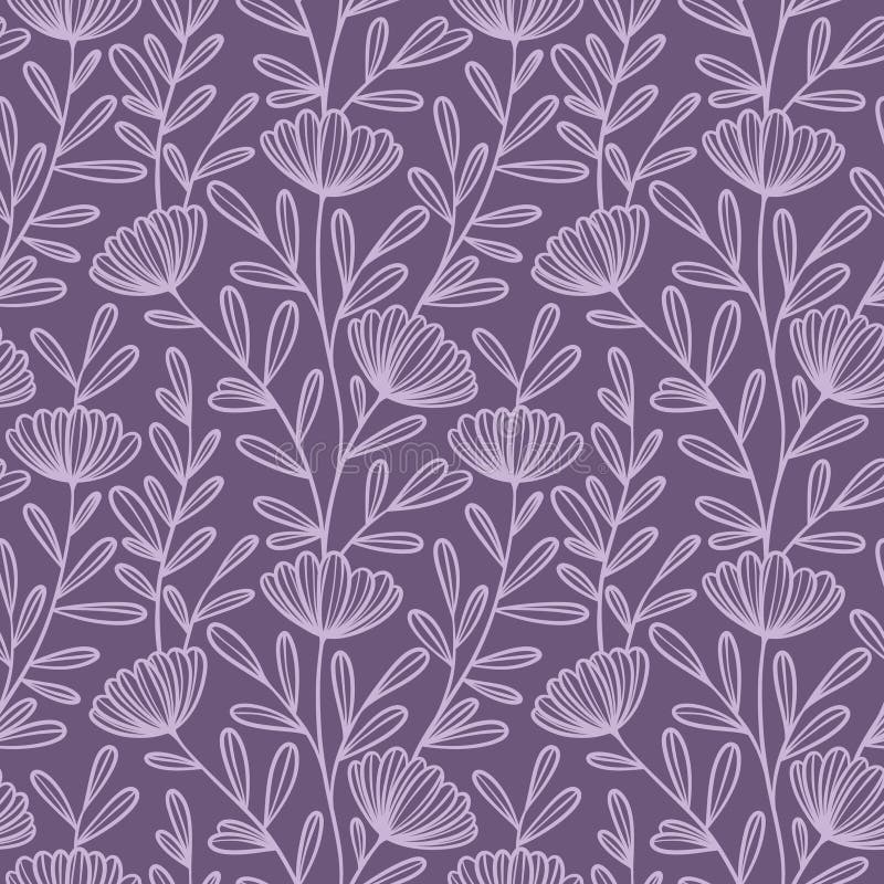Seamless Repeating Purple Vector Flower Pattern, Daisy Floral Print ...