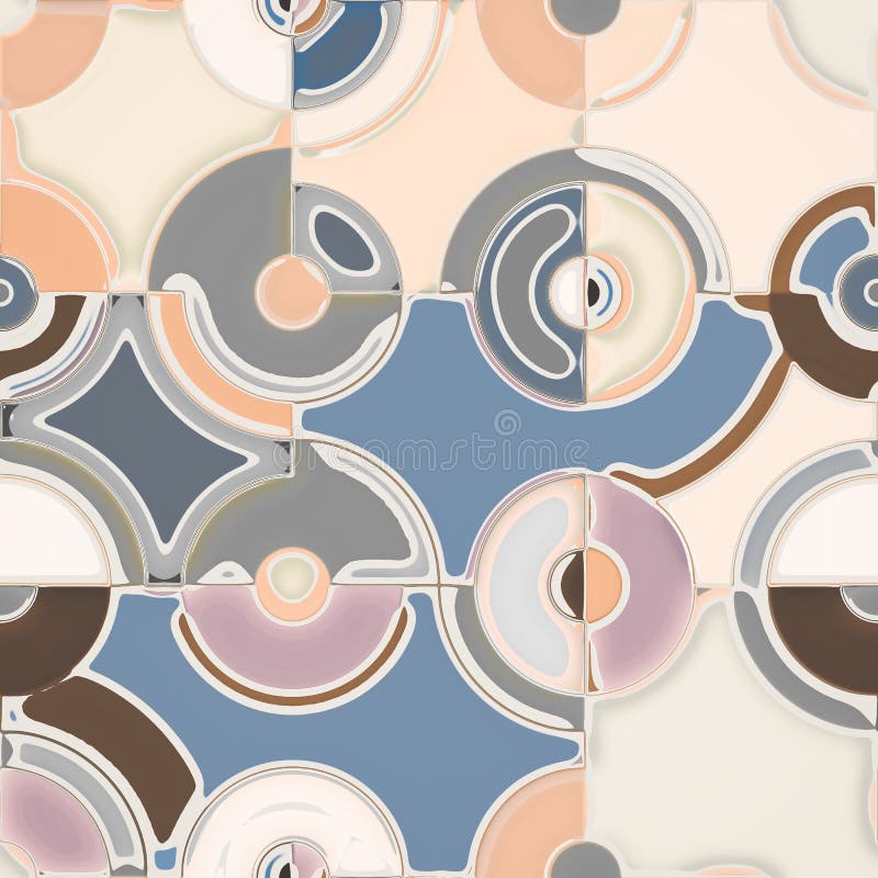 Seamless Repeating Retro Pattern with Circles Stock Illustration ...