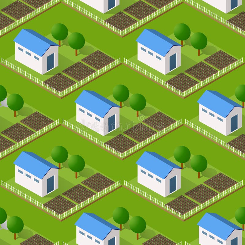 Seamless City Building House Repeating Tile Pattern Isometric ...