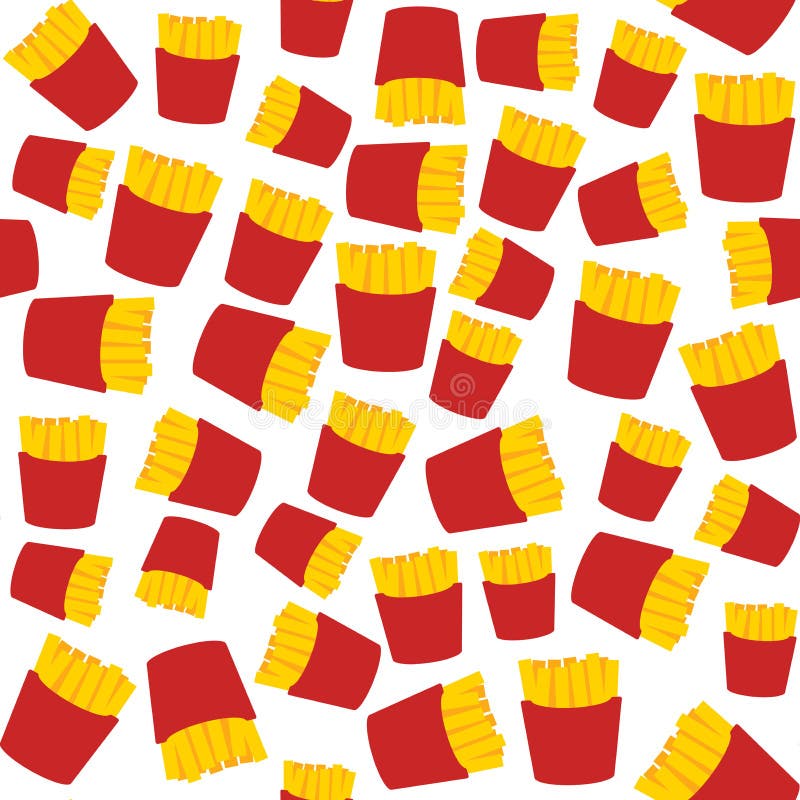 Seamless Pattern French Fries on White Background Stock Vector ...