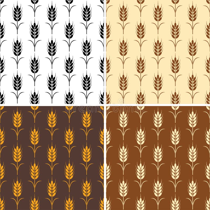 Vector Seamless Repeating Wheat Patterns Stock Vector - Illustration of ...