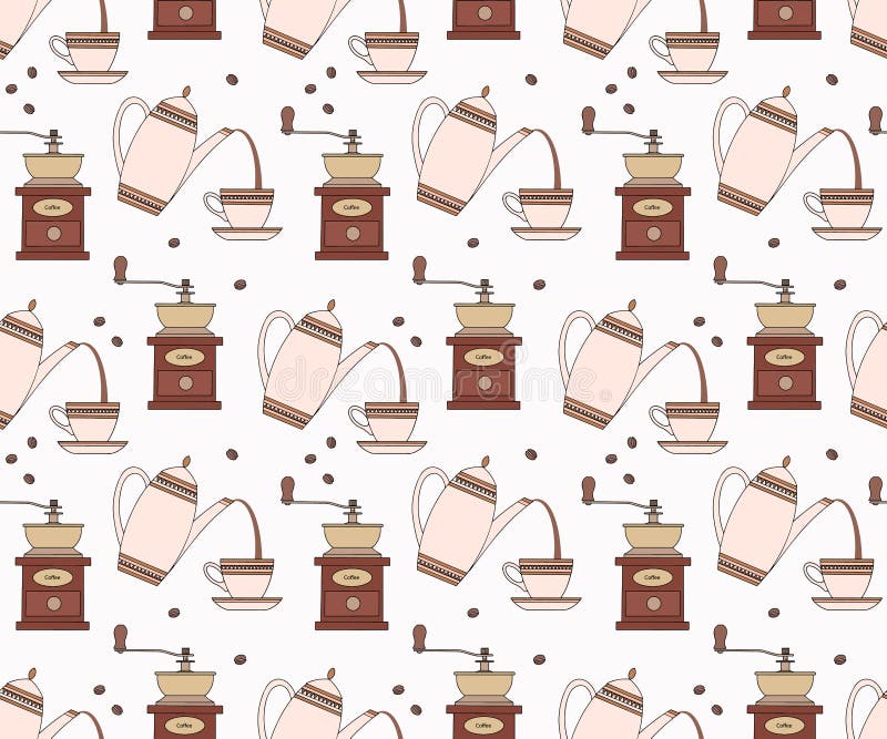 Seamless Repetitive Pattern with Coffee Related Items Stock ...