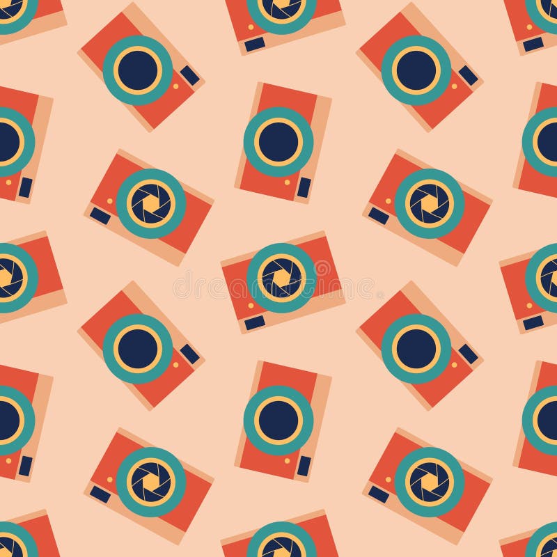 Seamless Retro Camera Pattern in Flat Style. Old Retro Film Photo ...