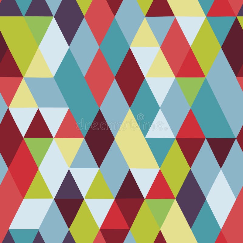Seamless Retro Geometric Pattern with Colorful Triangular Shapes and ...