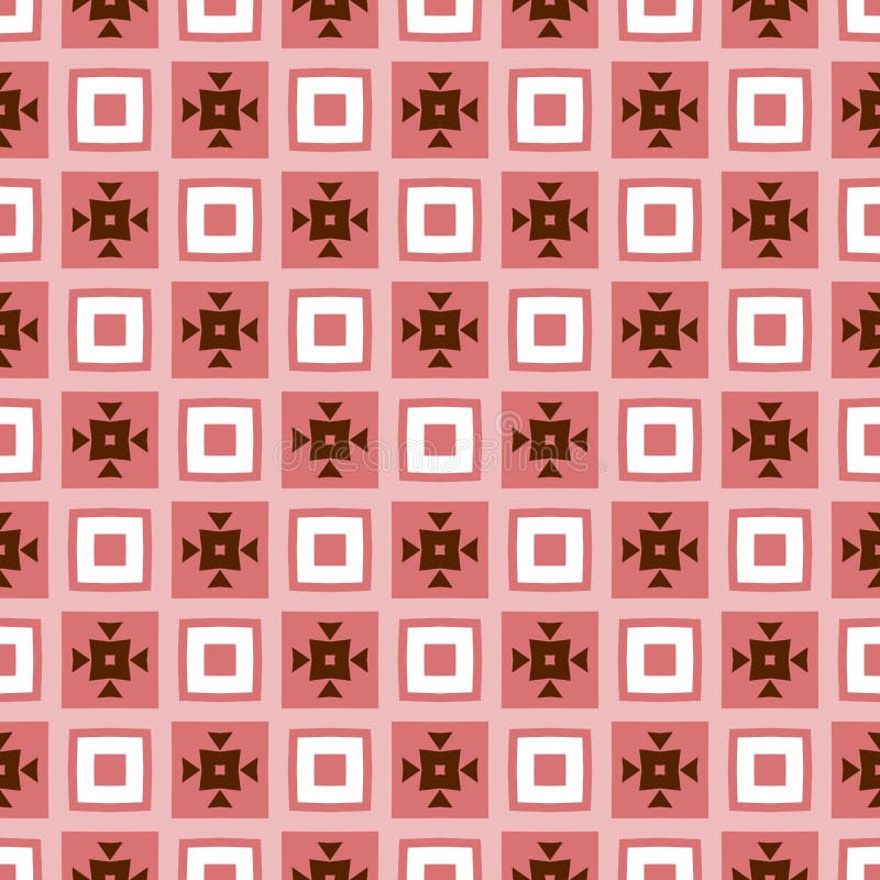 Seamless Retro Geometric Pattern. Modern Red, White and Brown ...