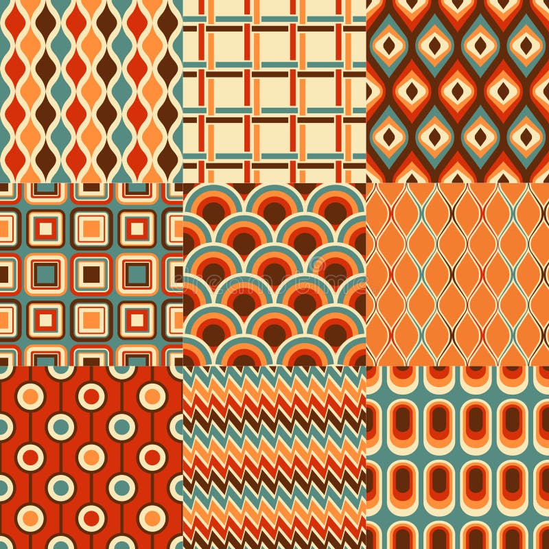 Seamless Retro Geometric Wallpaper Stock Vector - Illustration of color ...