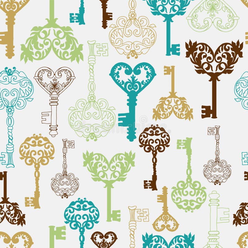 Seamless Retro Keys Background Stock Vector - Illustration of ornament ...