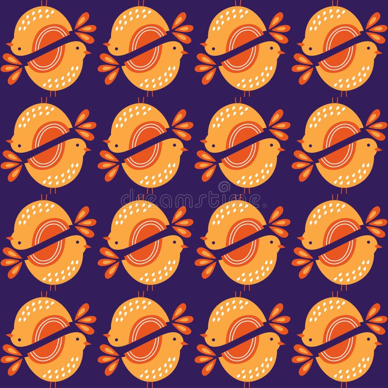 Seamless Retro Pattern with Birds Stock Vector - Illustration of retro ...