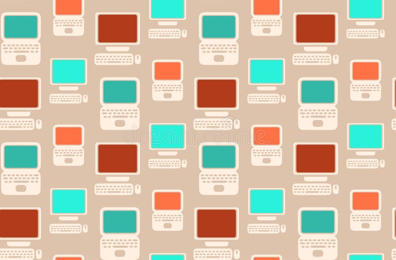 Seamless Retro Pattern with Flat Laptops and Computers Stock Vector ...