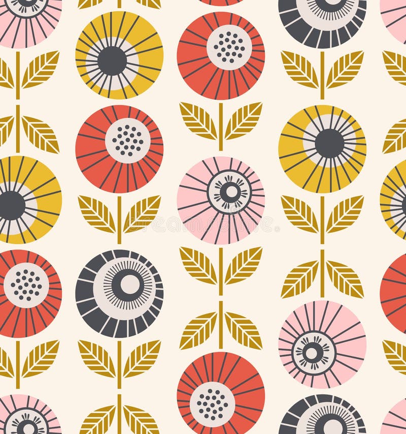 Seamless Retro Floral Pattern Stock Vector - Illustration of cards ...