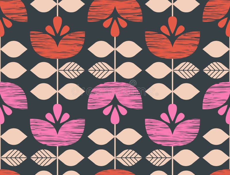 Seamless Retro Pattern with Flowers Stock Vector - Illustration of ...