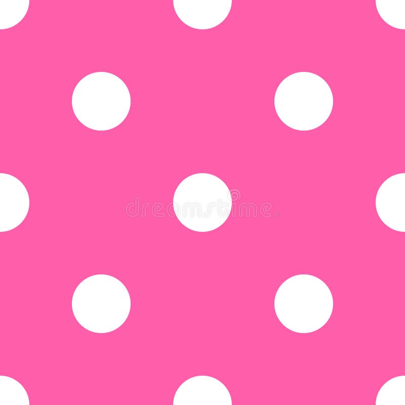 Seamless Retro Pattern With Large White Polka Dots On A Pink Background