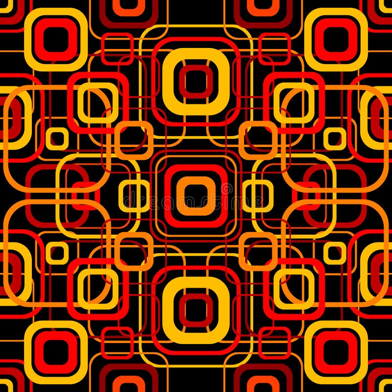 Seamless Retro Pattern with Rounded Squares Stock Vector - Illustration ...