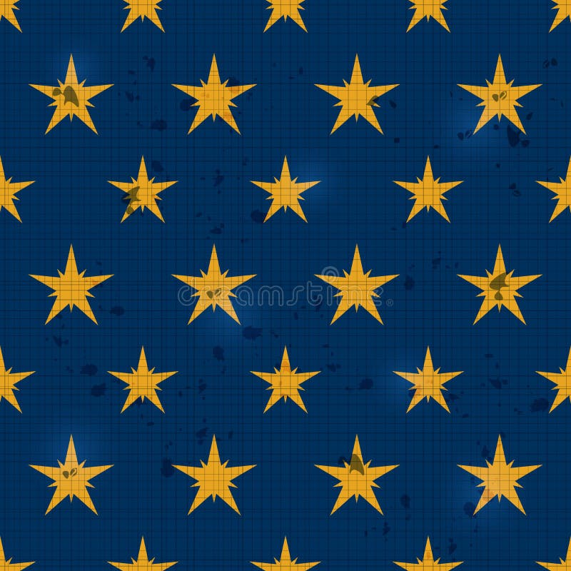 Seamless Retro Pattern with Scratch and Yellow Stars Stock Illustration ...