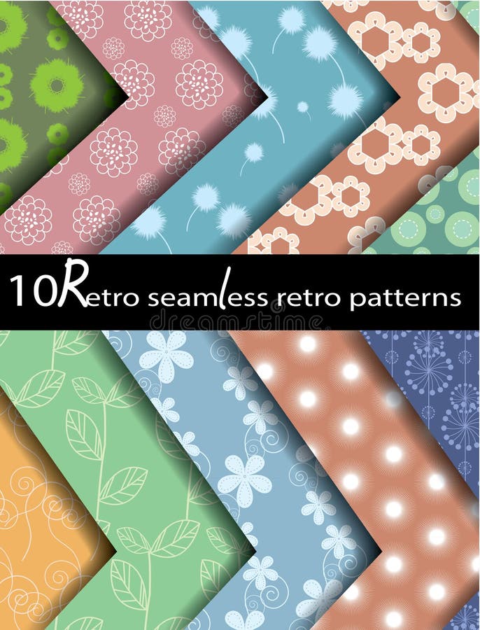 Set Retro Seamless Patterns Stock Vector - Illustration of decoration ...