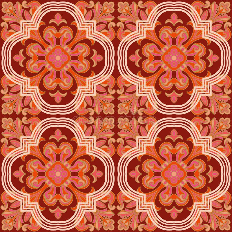 Seamless Retro Patterns Red Stock Vector - Illustration of tile ...