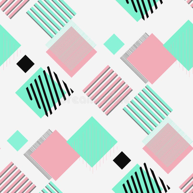 Seamless Retro Patterns with Squares and Strips. Stock Vector ...