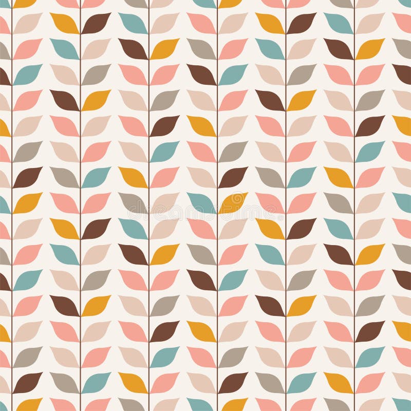 Seamless Retro Vines Leaves Pattern. Vertical Plant Wallpaper ...