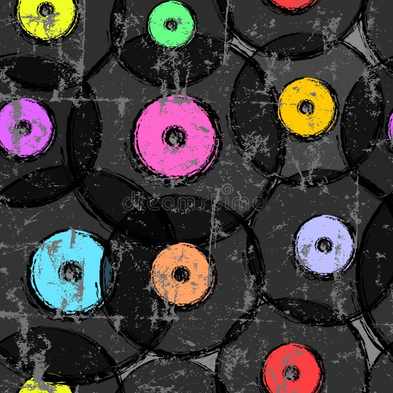 Seamless Retro Vinyl Records Background Stock Vector - Illustration of ...