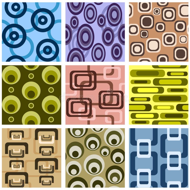 Seamless retro patterns stock vector. Illustration of rounded - 16579729