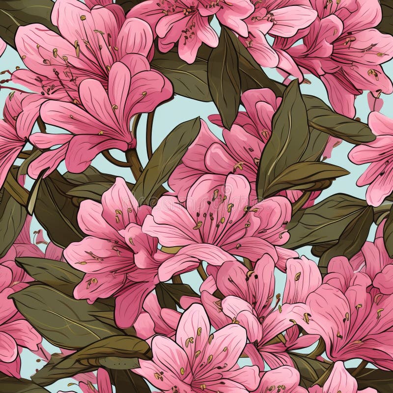 Seamless Rhododendron Vector Pattern for Stunning Designs Stock ...