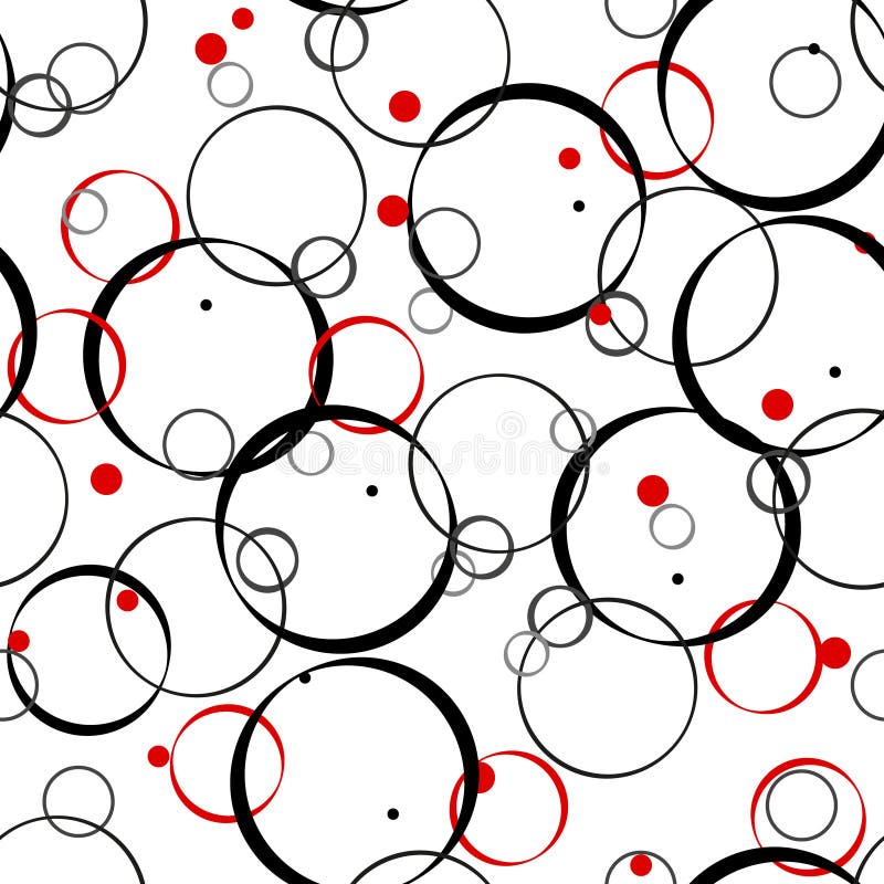 Seamless Rings Retro Pattern. 1960s Style. Red, Black, White Stock ...