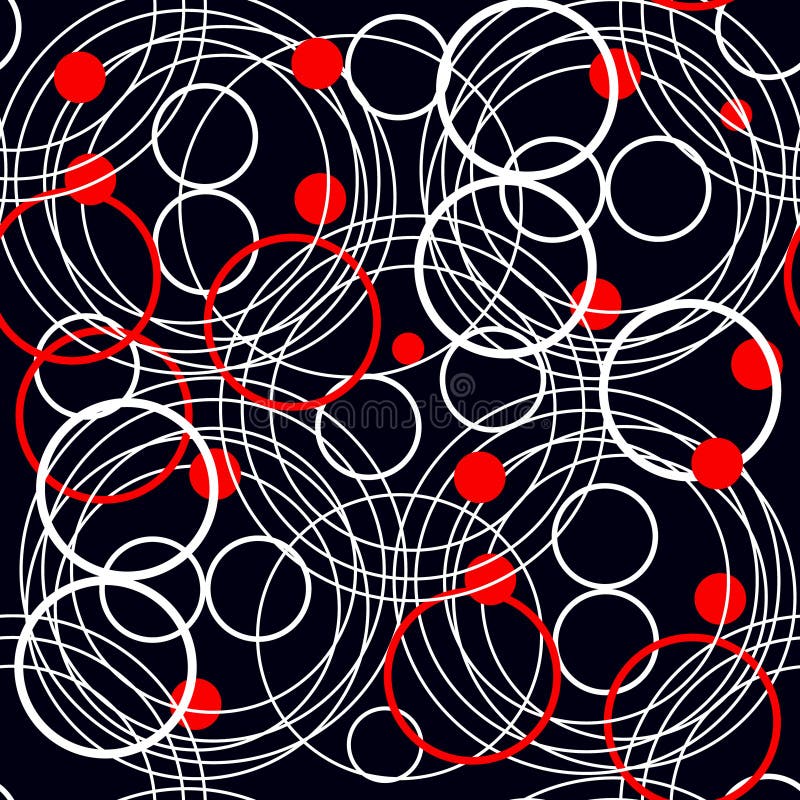 Seamless Rings Retro Pattern. 1960s Style. Red, Black, White ...