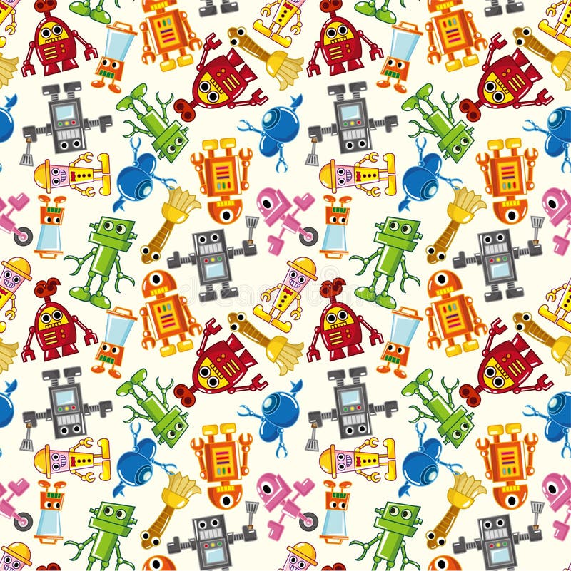 Seamless Robot pattern stock vector. Illustration of decoration - 18937529